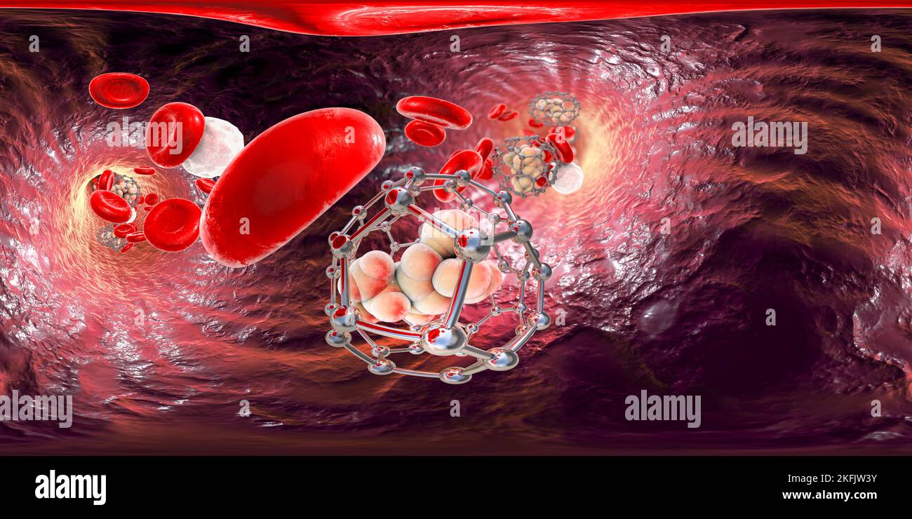 Fullerene nanoparticles in blood, illustration Stock Photo - Alamy