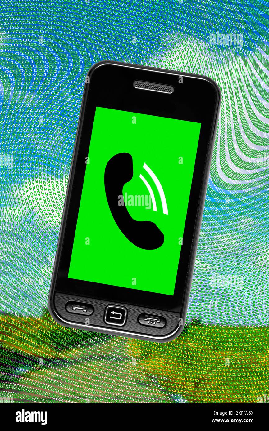 Mobile phone and binary data, conceptual image Stock Photo - Alamy