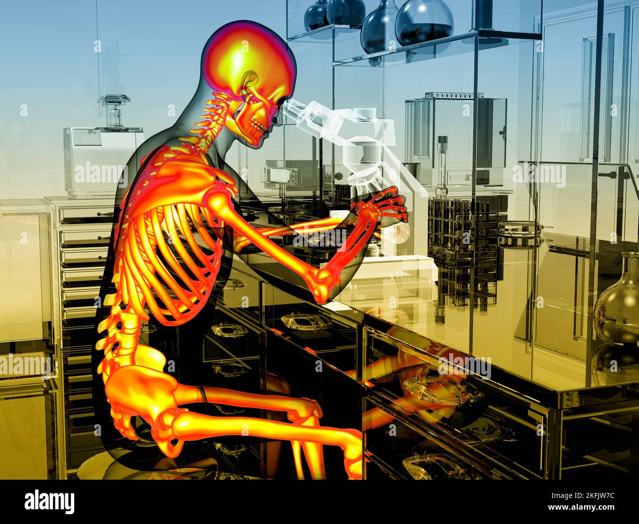 Musculoskeletal disorders in laboratory workers, illustration Stock ...