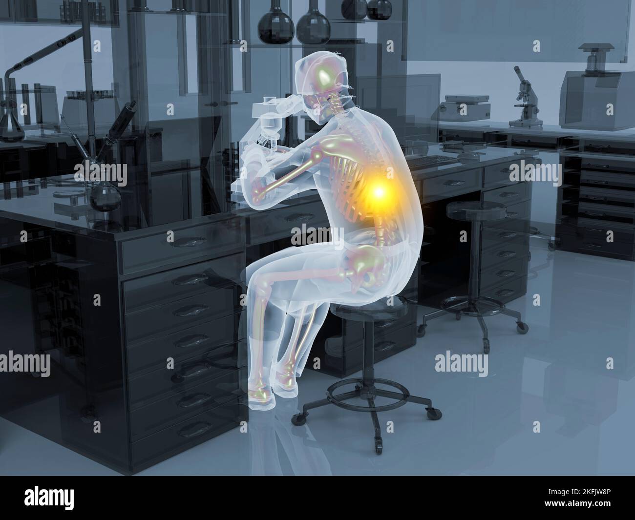 Musculoskeletal disorders in laboratory workers, illustration Stock ...
