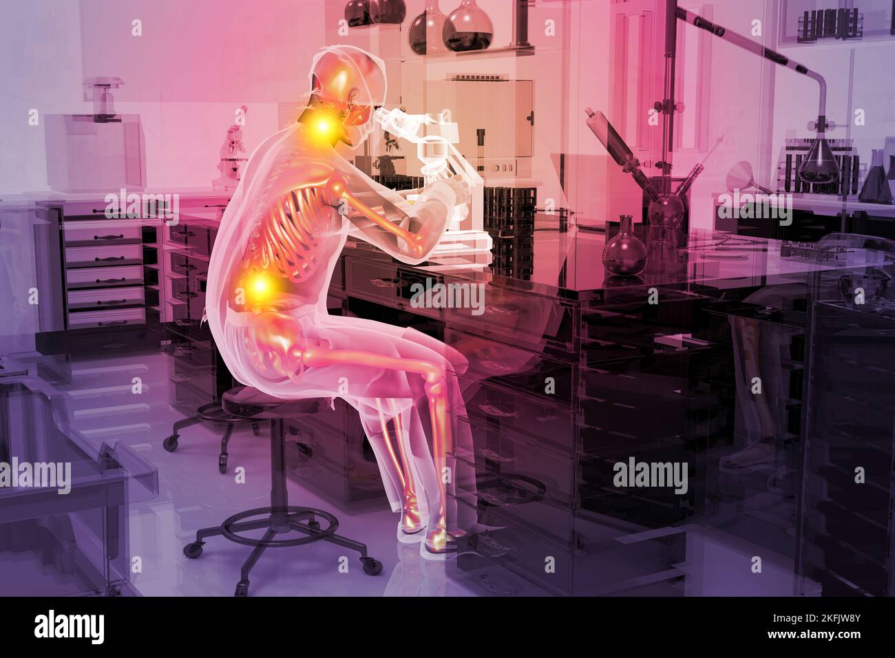 Musculoskeletal disorders in laboratory workers, illustration Stock ...