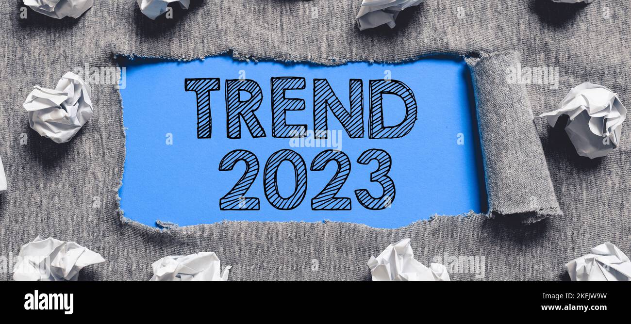 Writing displaying text Trend 2023. Conceptual photo things that is ...