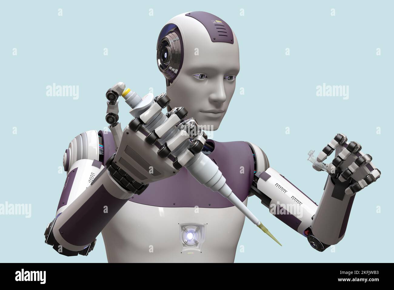 Humanoid robot working in laboratory, conceptual illustration Stock ...