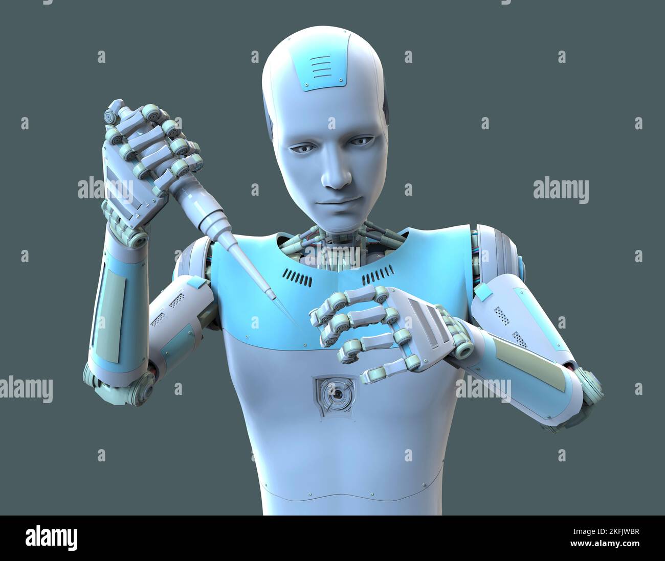 Humanoid robot working in laboratory, conceptual illustration Stock ...