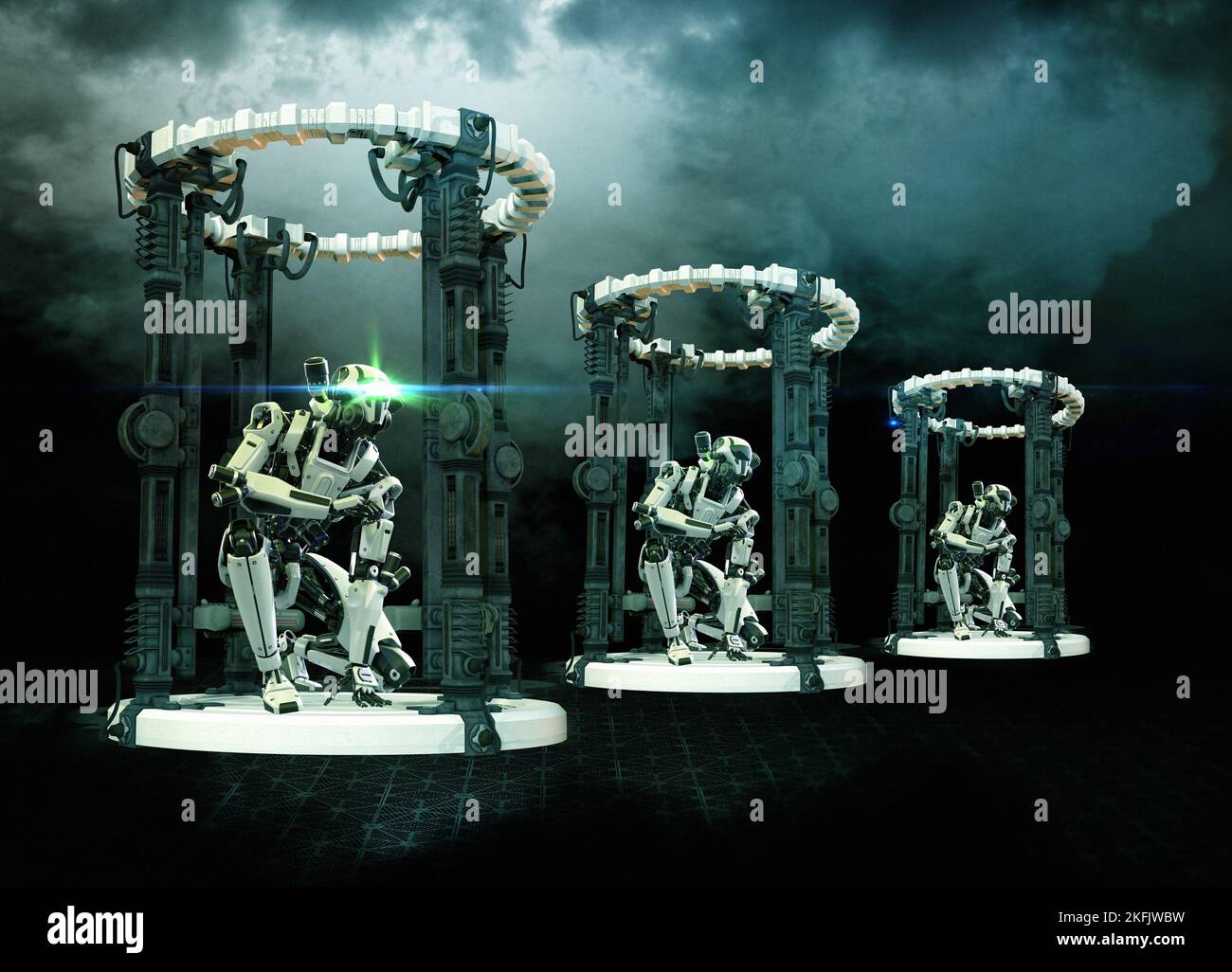 Future android astronauts on spaceship, illustration Stock Photo - Alamy