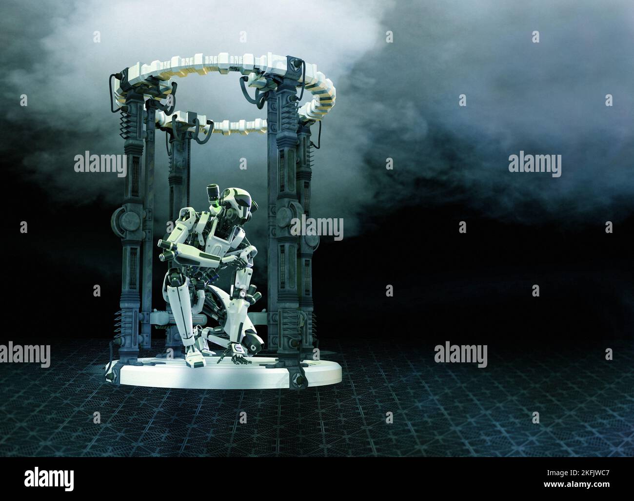 Future android astronaut on spaceship, illustration Stock Photo - Alamy