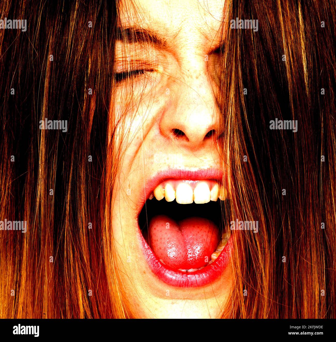 Angry woman face close up hi-res stock photography and images - Alamy