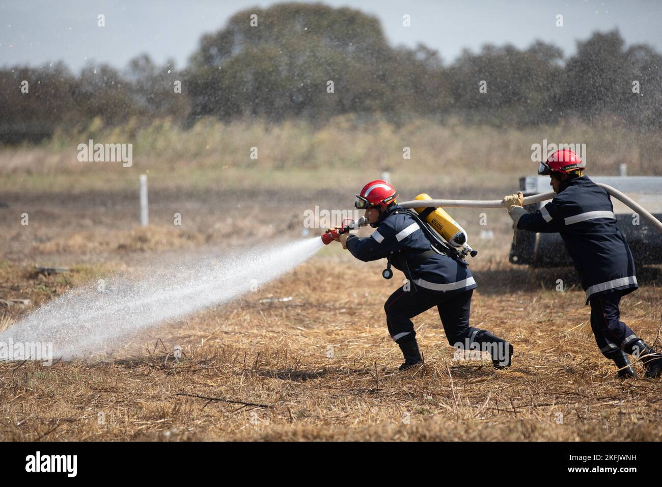 Firefighters with the Royal Moroccan Armed Forces, practices ...