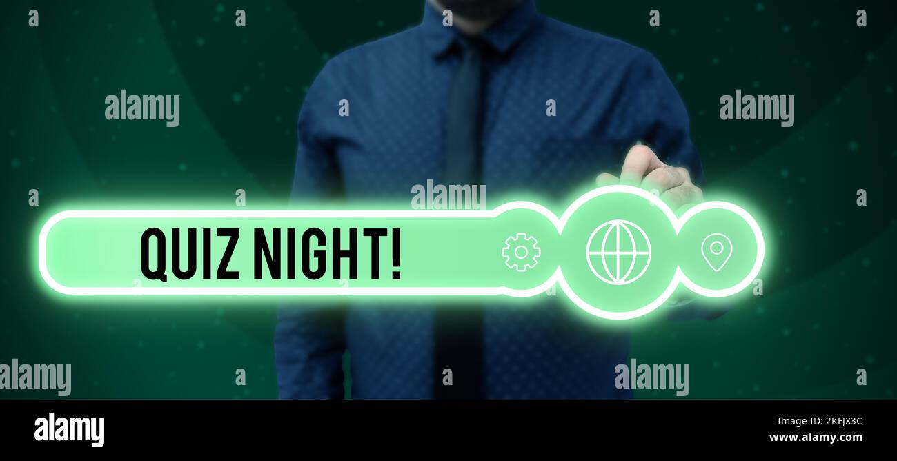 Inspiration showing sign Quiz Night. Word for evening test knowledge ...