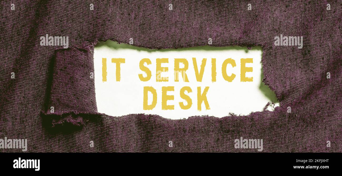 Hand writing sign It Service Desk. Word Written on Technological ...