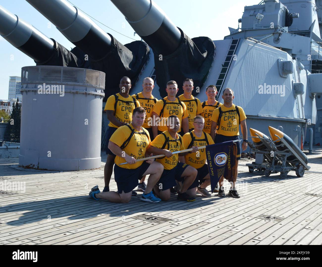 Chief Petty Officer Selectees from USS Mitscher (DDG-57) pose for a ...