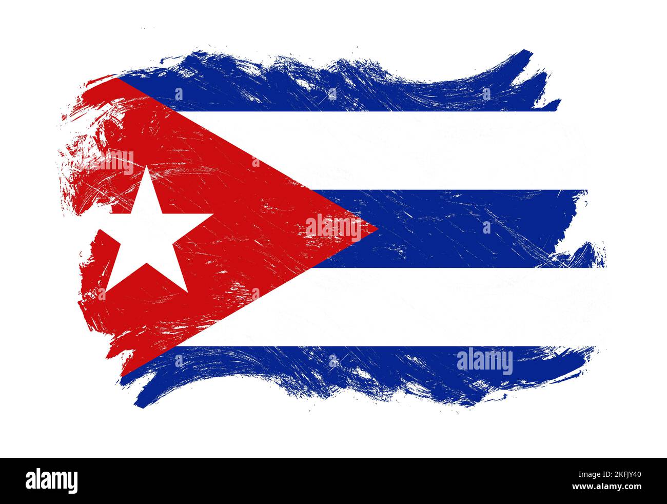 Cuba flag on distressed grunge white stroke brush background Stock ...