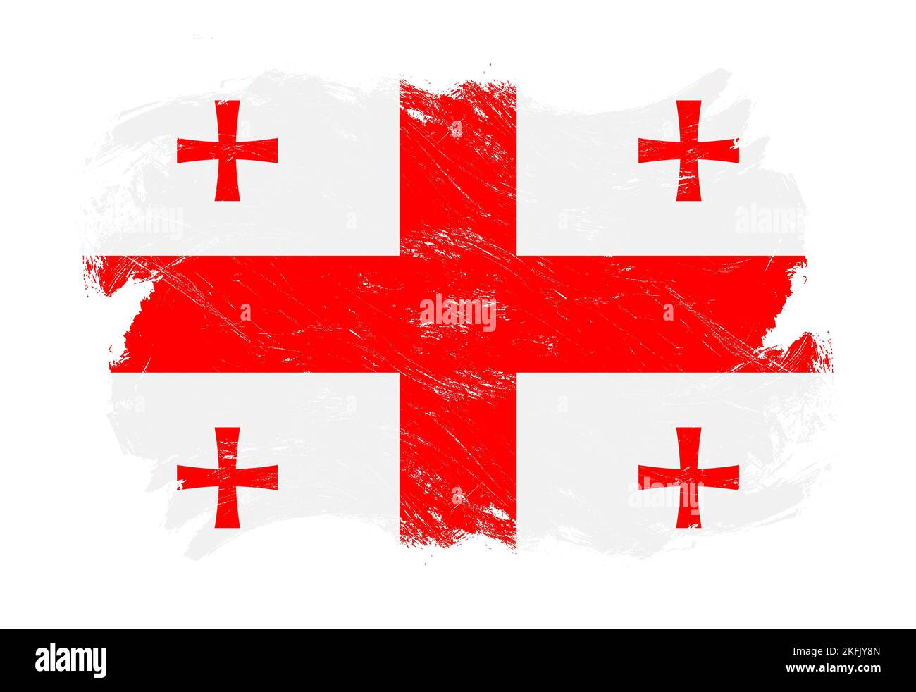 Georgia flag on distressed grunge white stroke brush background Stock ...