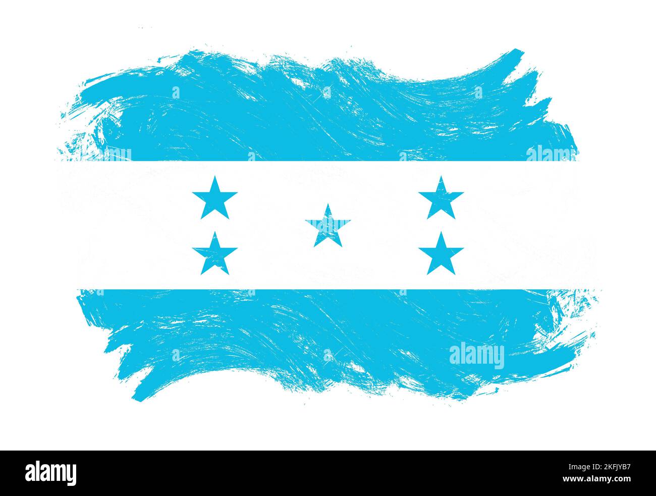 Honduras flag on distressed grunge white stroke brush background Stock ...