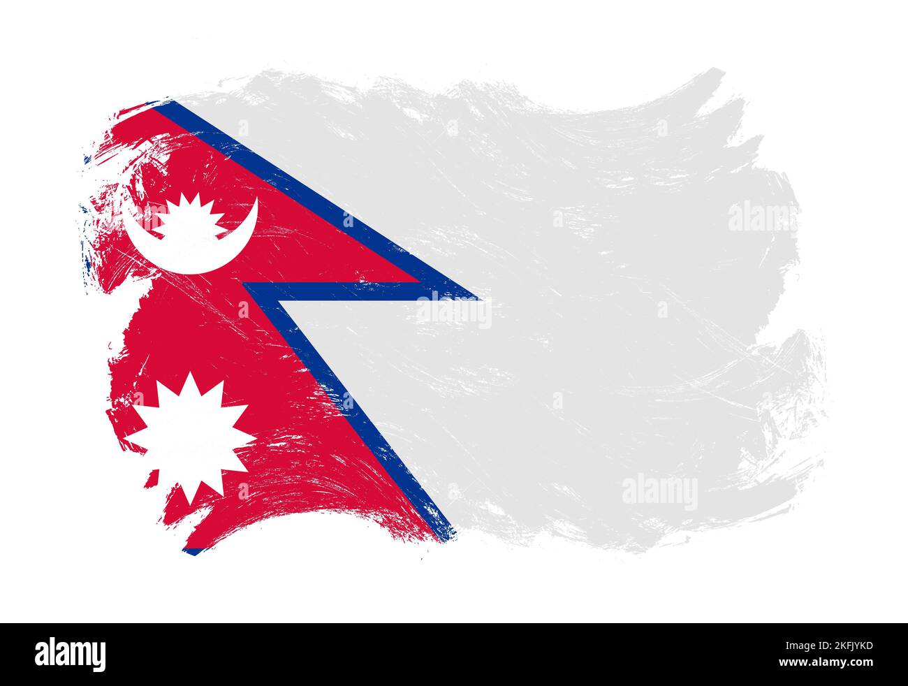 Nepal flag on distressed grunge white stroke brush background Stock ...