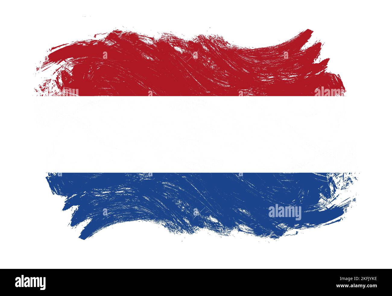 Netherlands flag on distressed grunge white stroke brush background ...