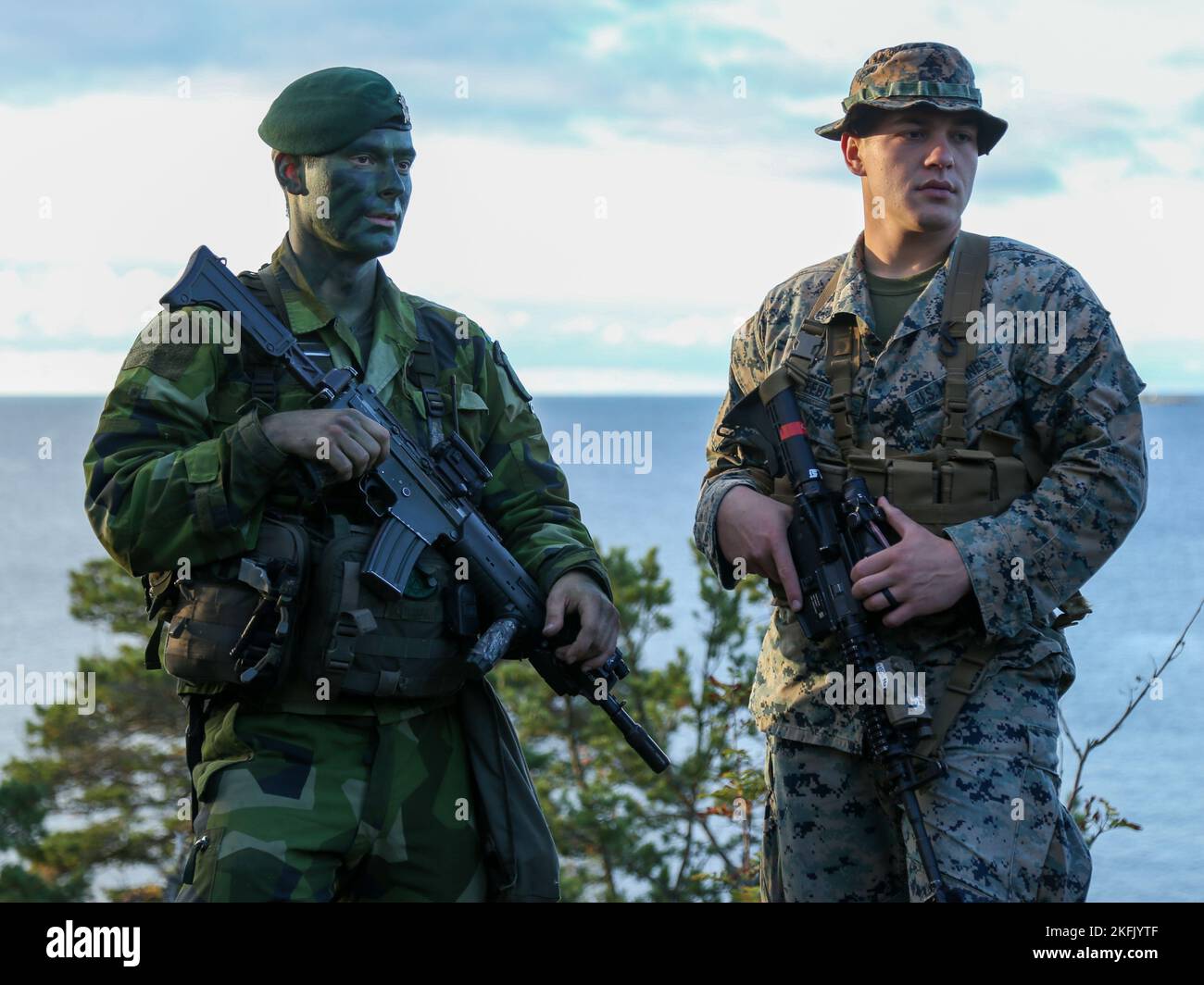 Swedish Marine Pvt. Edvard Pubols, radio operator, with Hellfire ...