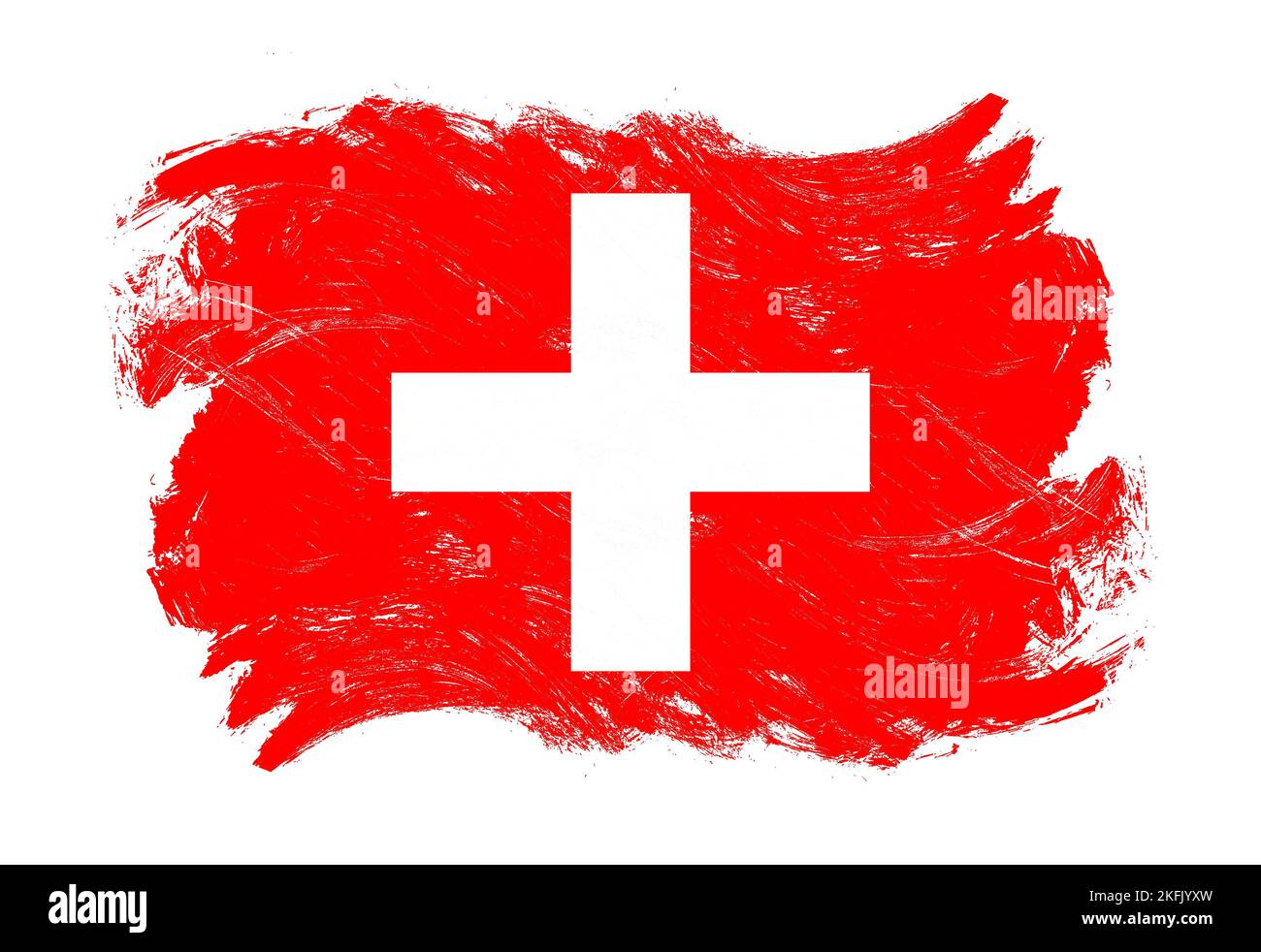 Switzerland flag on distressed grunge white stroke brush background ...