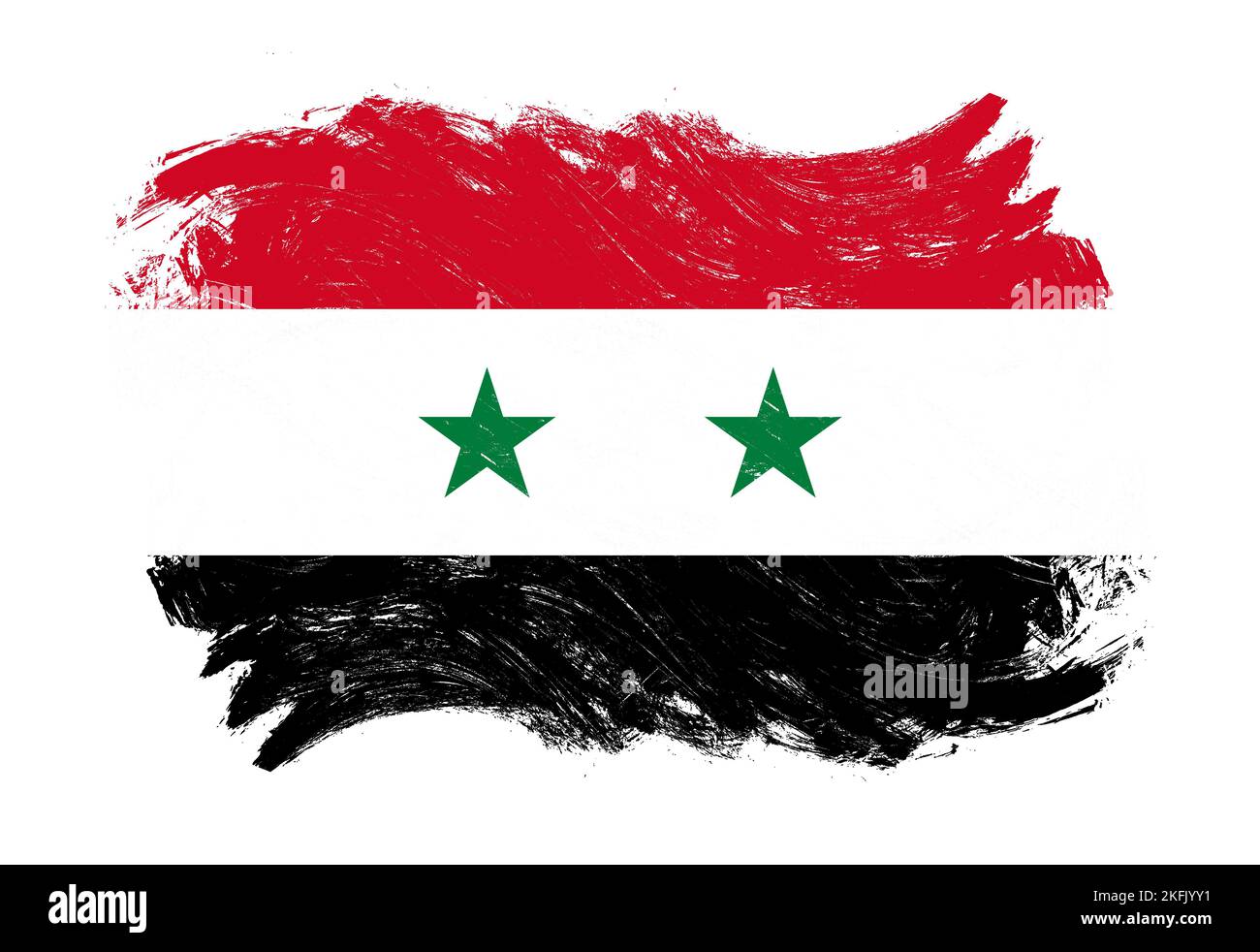 Syria flag on distressed grunge white stroke brush background Stock ...