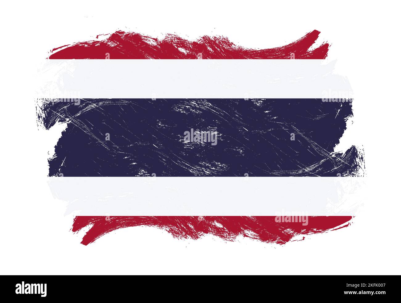 Thailand flag on distressed grunge white stroke brush background Stock ...