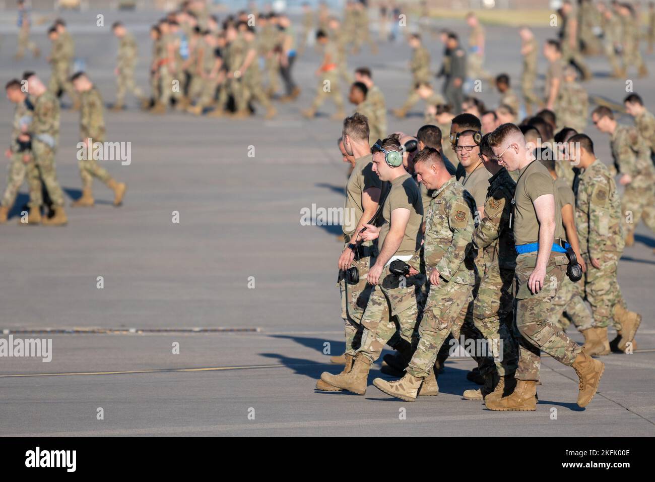 Airmen from McConnell Air Force Base, Kansas, perform a FOD (Foreign ...