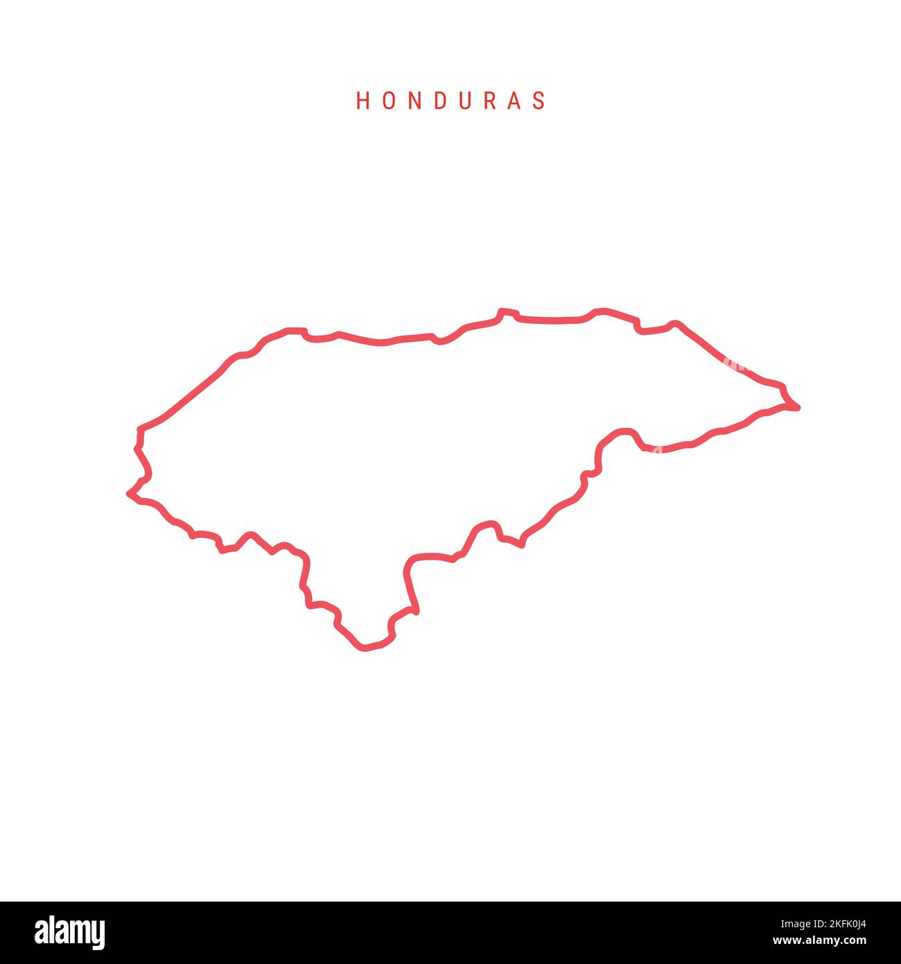 Honduras Thin Line Outline Map Honduran Red Border Country Name Flat