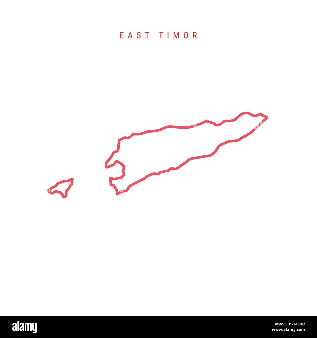 East Timor Thin Line Outline Map Timor Leste Red Border Country Name