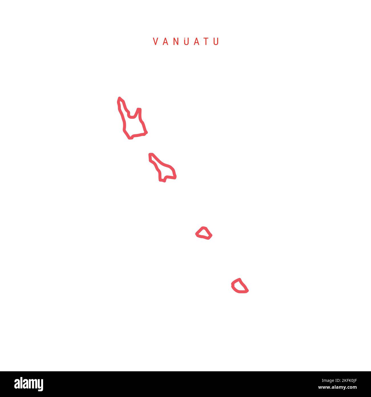 Vanuatu thin line outline map. Vanuatuan red border. Country name. Flat ...