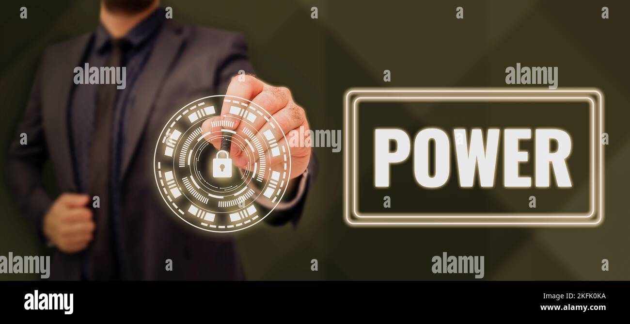 Hand writing sign Power. Business overview ability capacity to do ...