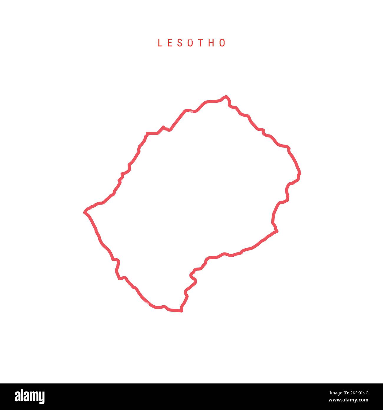 Lesotho thin line outline map. Kingdom of Lesotho red border. Country ...