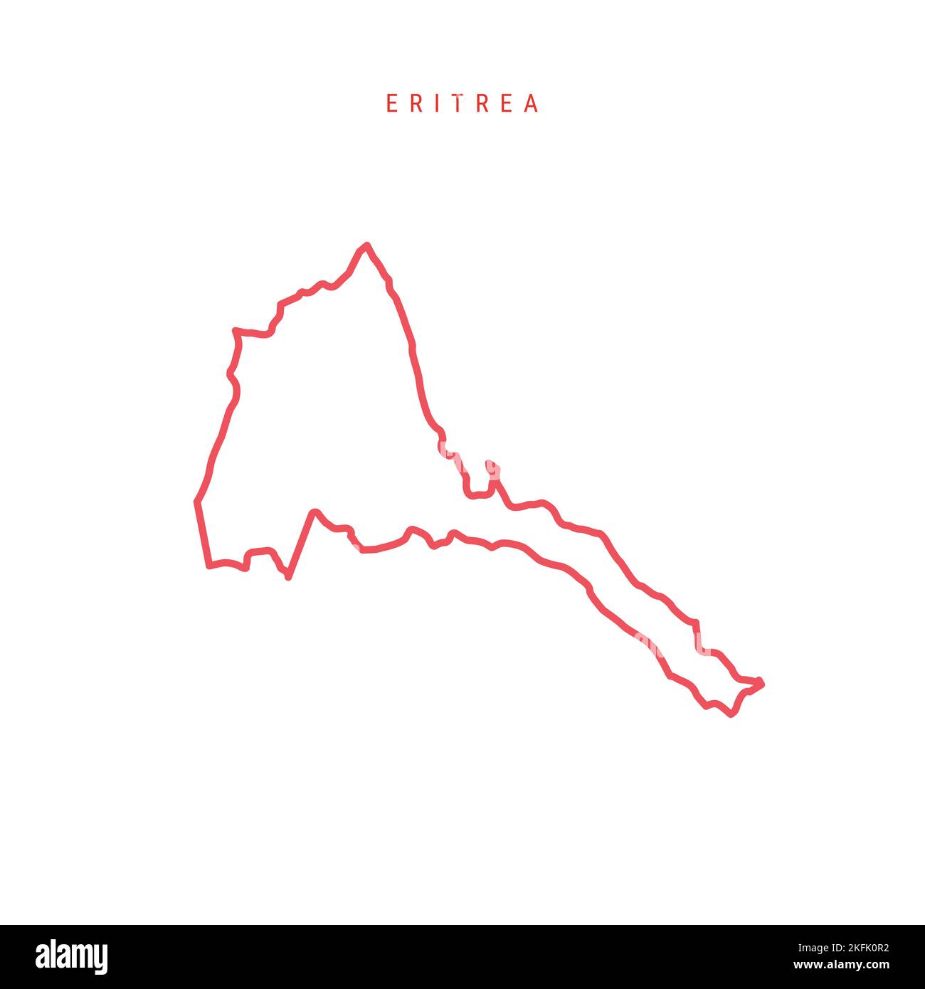 Eritrea Thin Line Outline Map Eritrean Red Border Country Name Flat