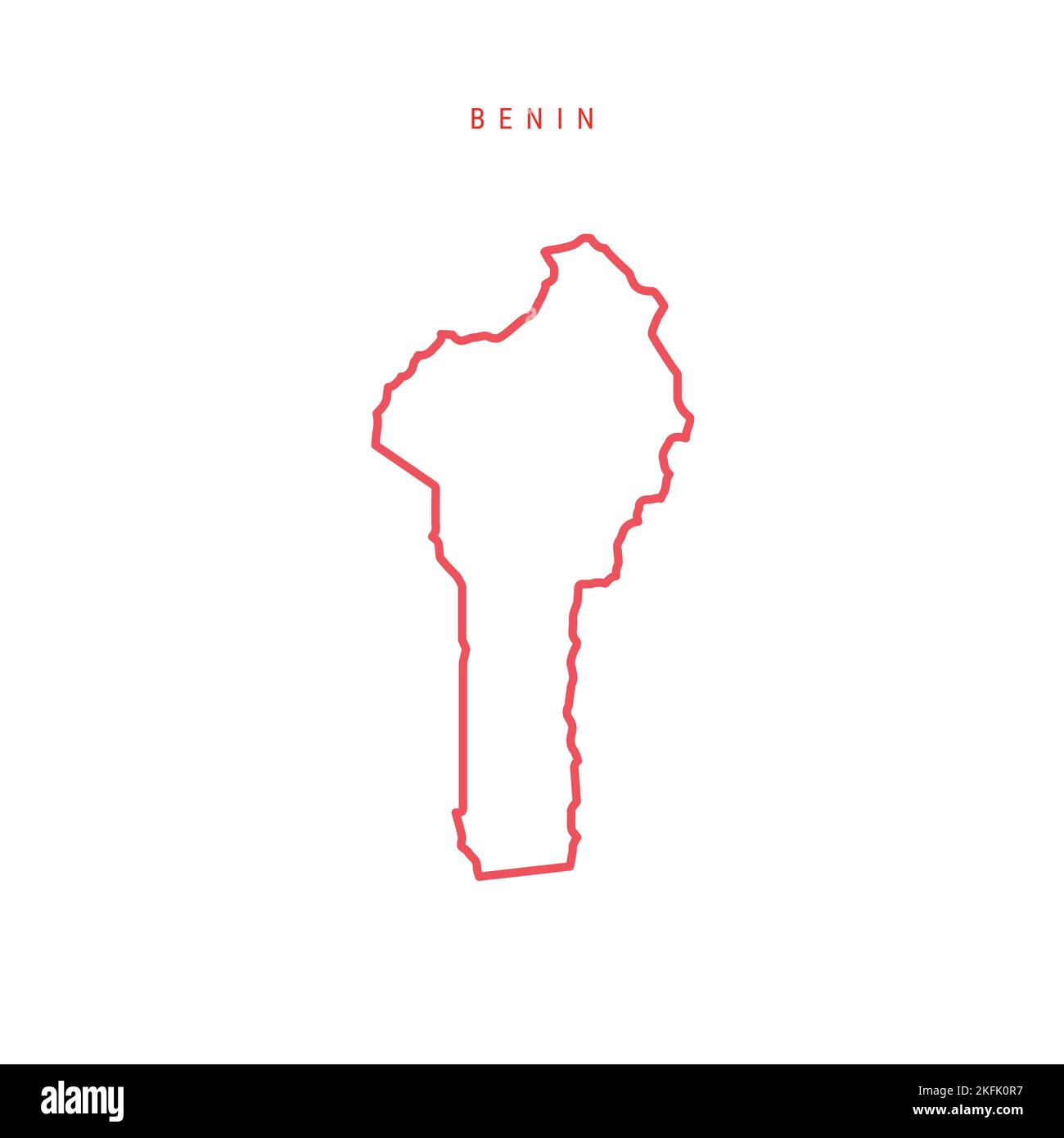 Benin thin line outline map. Dahomey red border. Country name. Flat ...