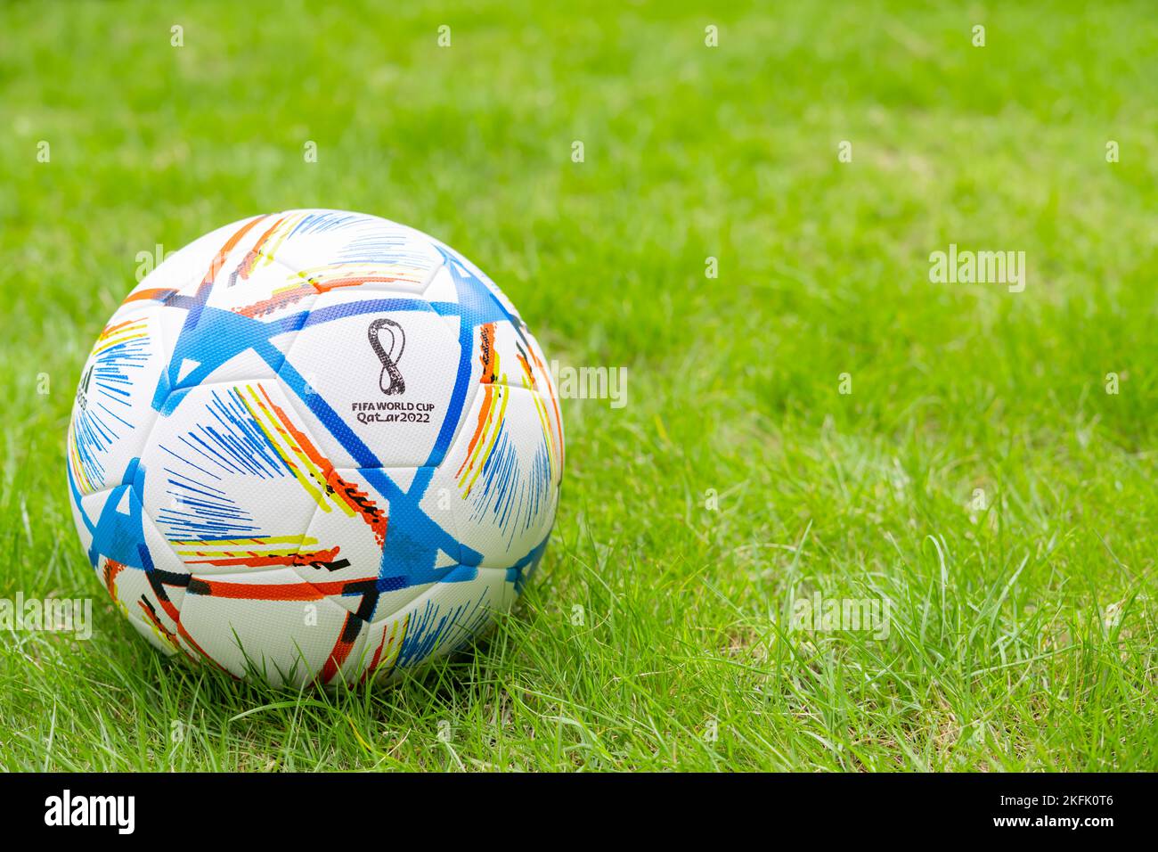 ZHONGSHAN China-November 19,2022:a football or soccer for The FIFA ...