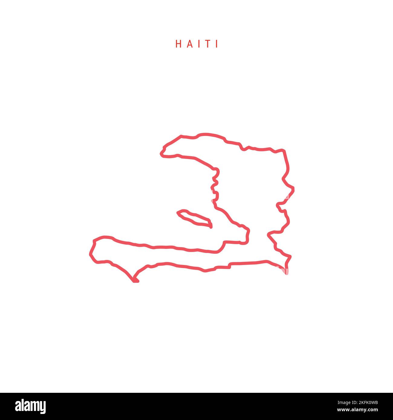 Haiti thin line outline map. Haitian red border. Country name. Flat ...