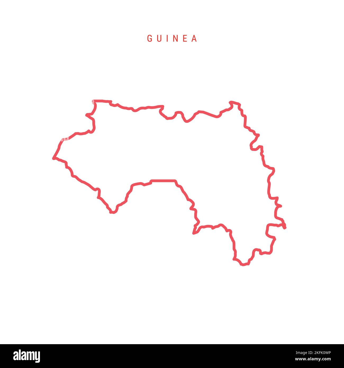Guinea thin line outline map. Republic of Guinea red border. Country ...