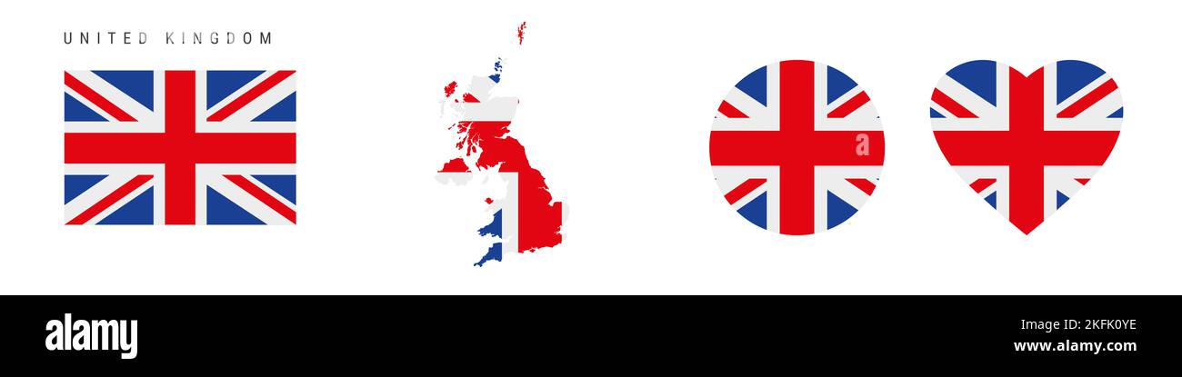 United Kingdom flag icon set. British pennant in official colors and proportions. Rectangular ...