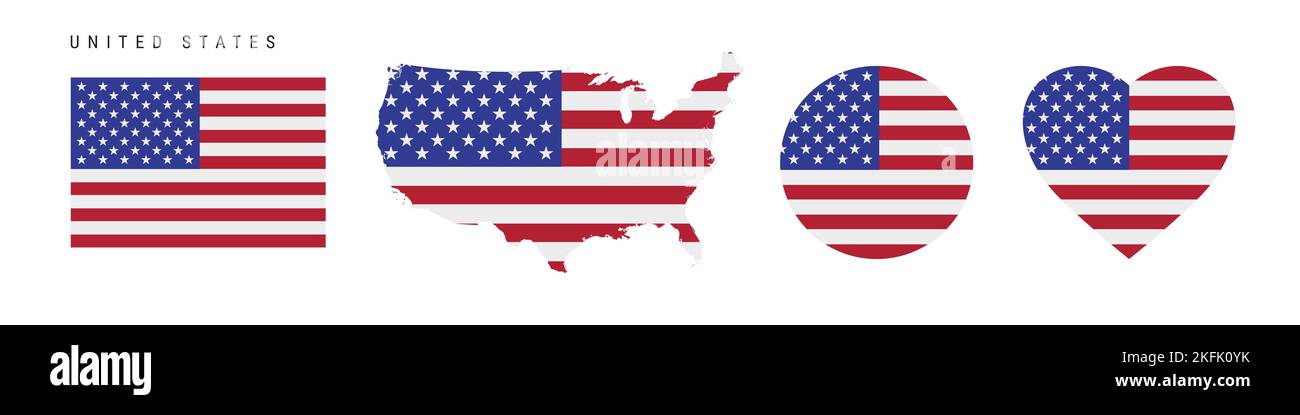 United States flag icon set. American pennant in official colors and ...