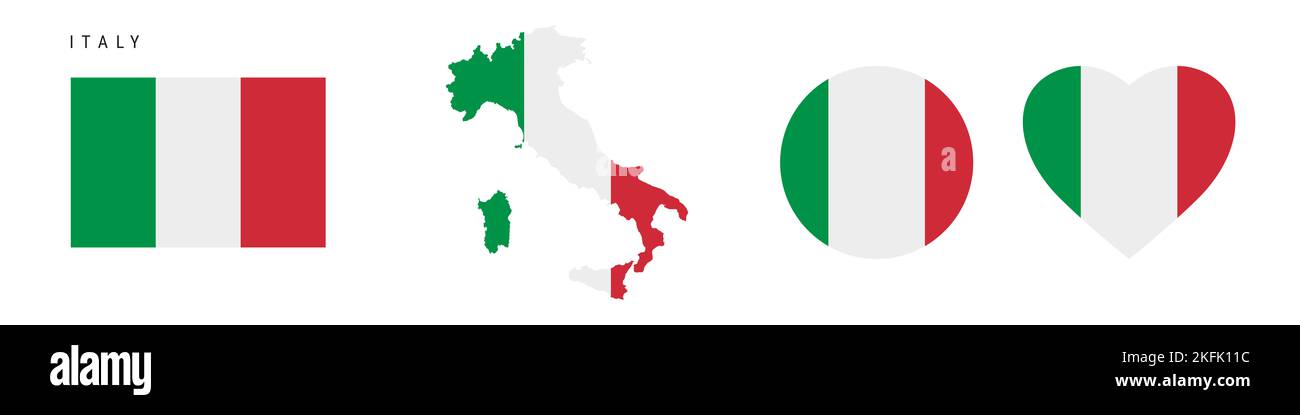 Italy flag icon set. Italian pennant in official colors and proportions ...