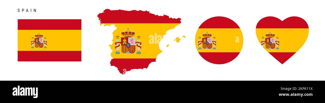 Spain flag icon set. Spanish pennant in official colors and proportions ...