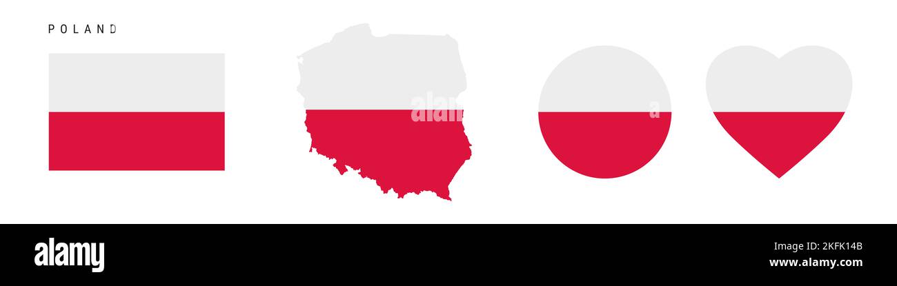 Poland flag icon set. Polish pennant in official colors and proportions ...