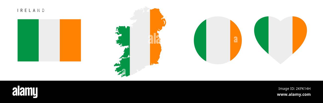 Ireland flag icon set. Irish pennant in official colors and proportions ...