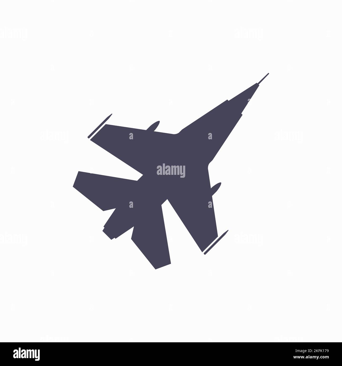 Jet fighter silhouette. Aircraft top view icon. Flat illustration ...