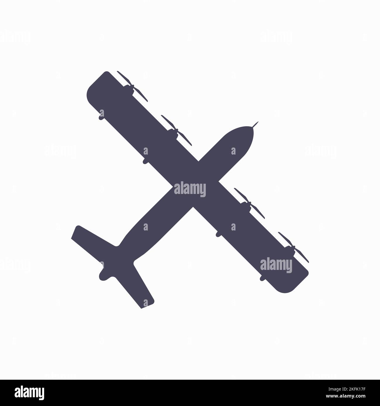 Propeller aircraft, four-engine bomber airplane silhouette. Aircraft ...