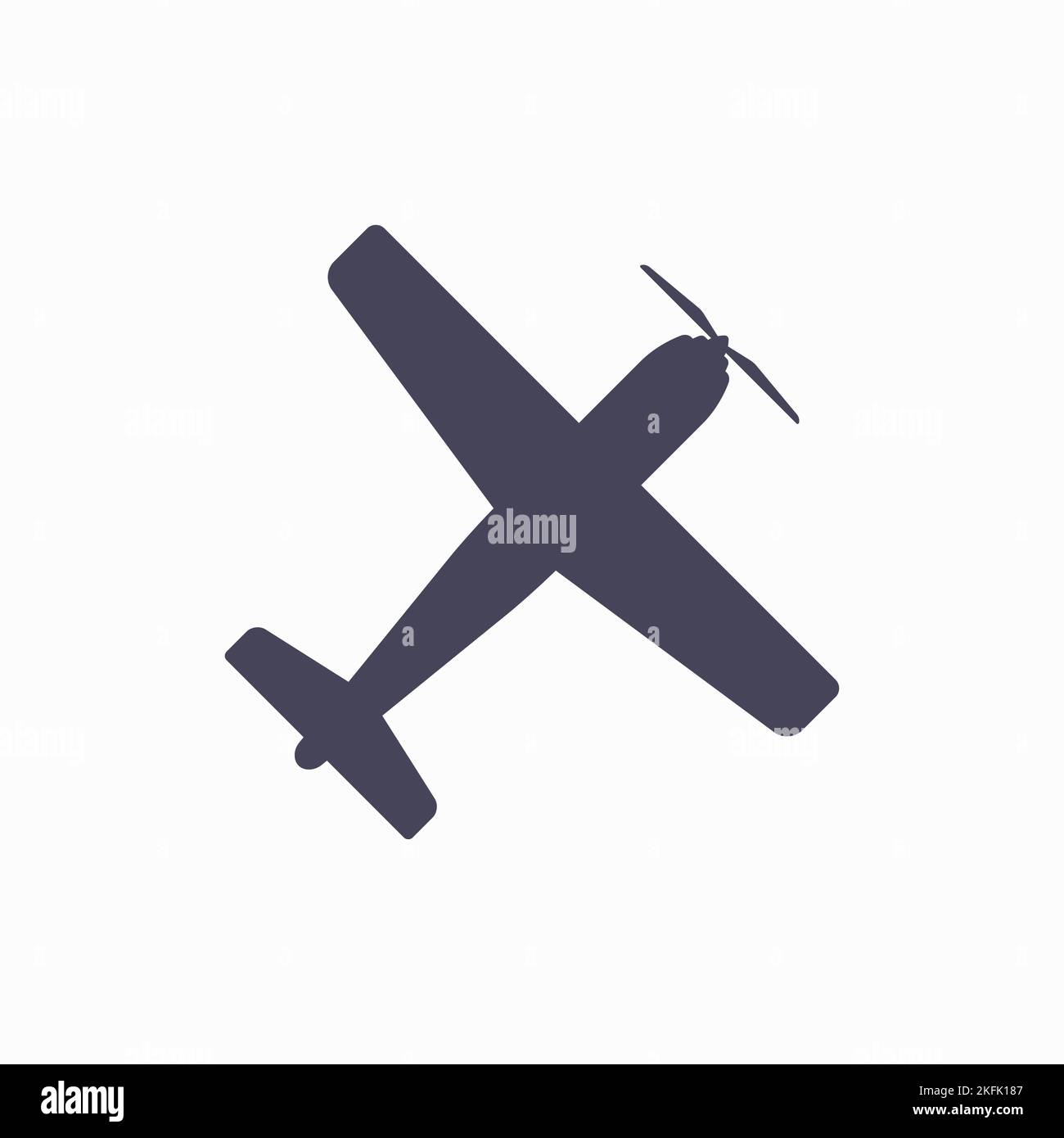 Private light propeller aircraft silhouette. Aircraft top view icon ...