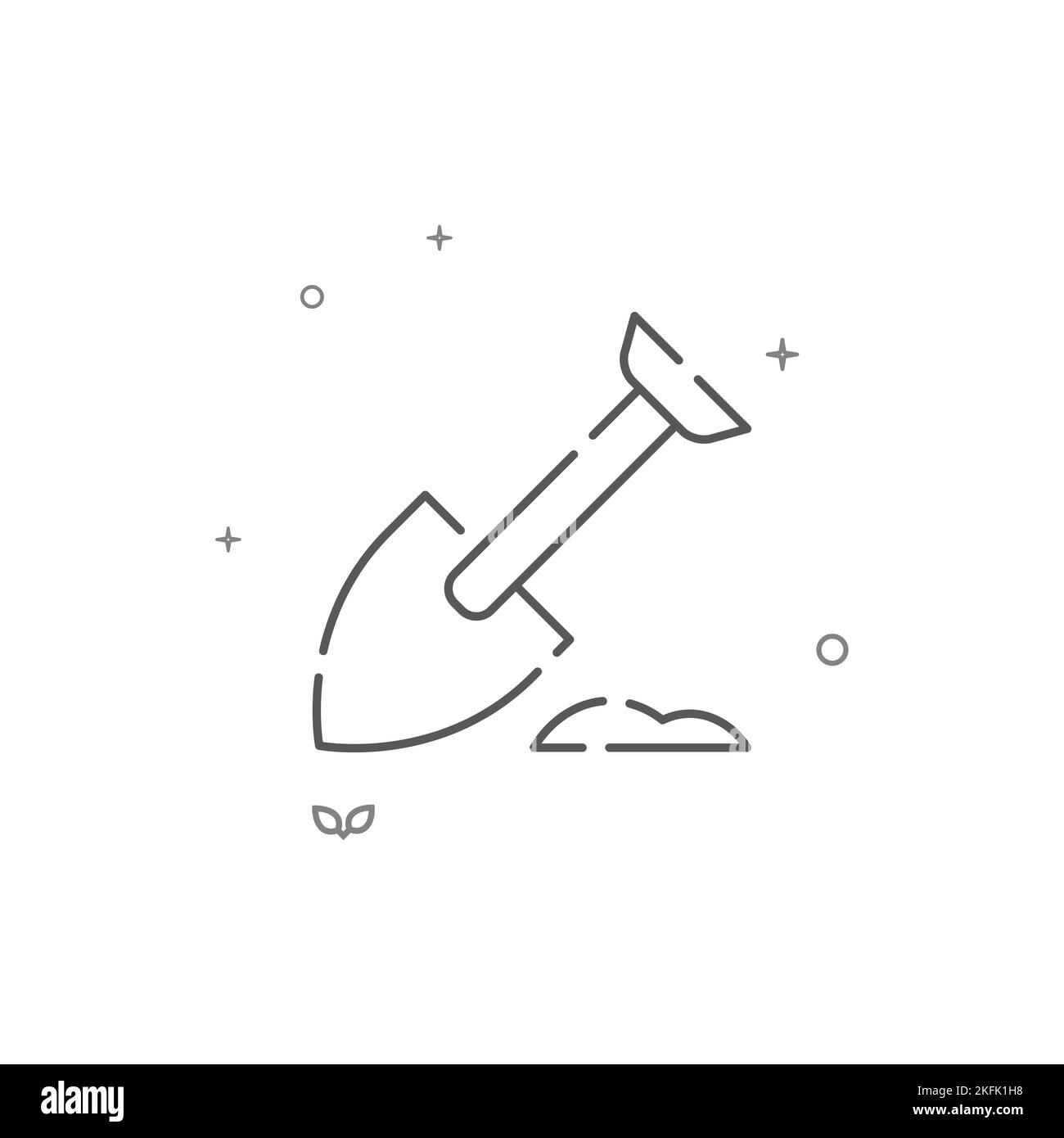 Garden shovel, digging beds simple line icon. Symbol, pictogram, sign ...