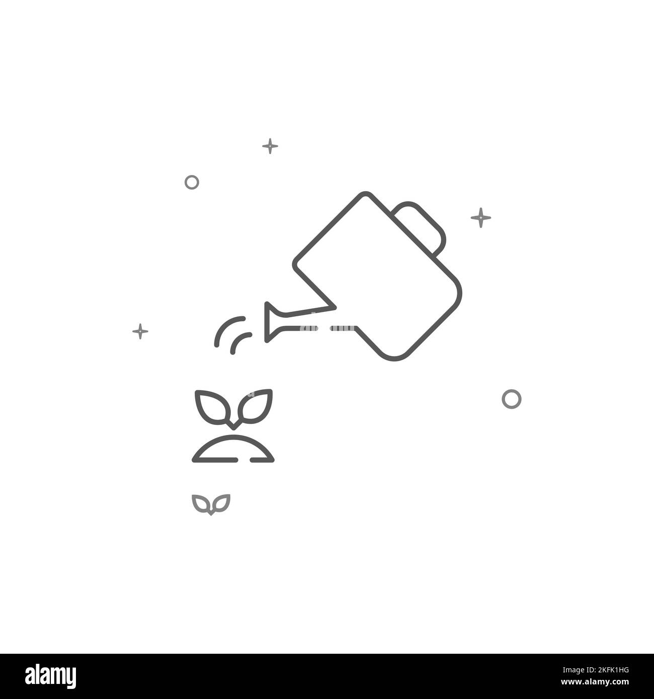 A watering can waters a sprout simple line icon. Symbol, pictogram ...