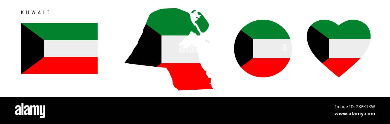 Kuwait flag icon set. Kuwaiti pennant in official colors and ...