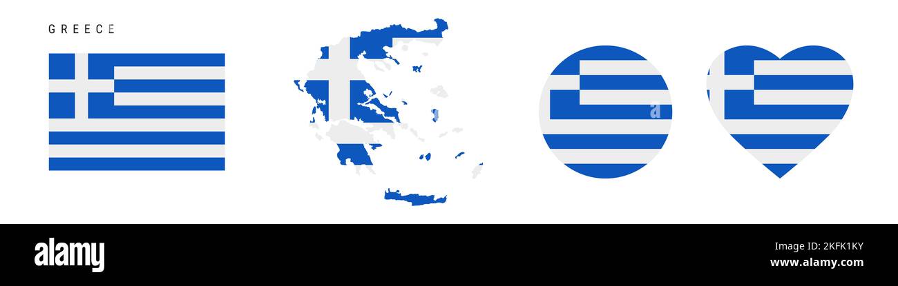 Greece flag icon set. Greek pennant in official colors and proportions ...