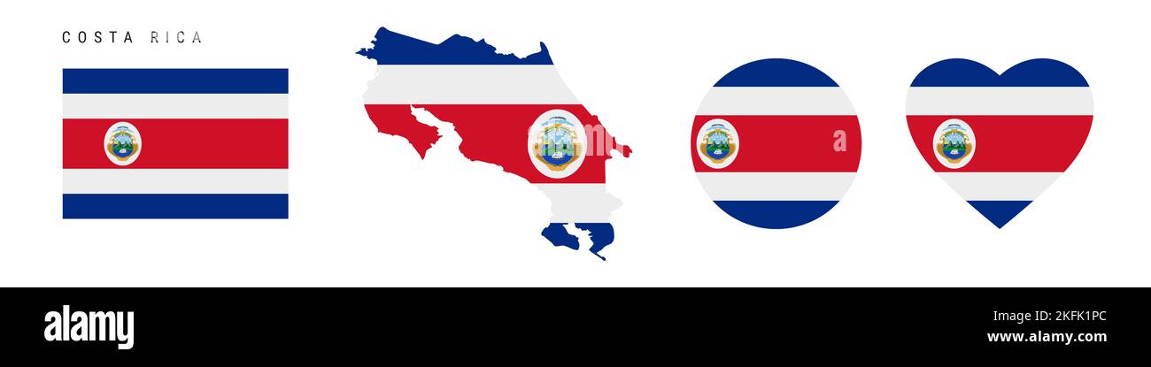 Costa Rica flag icon set. Costa Rican pennant in official colors and ...