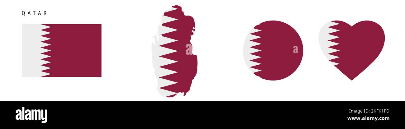 Qatar flag icon set. Qatari pennant in official colors and proportions ...